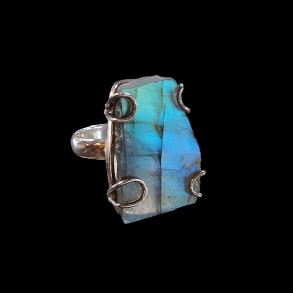 Jewelry | 925 Silver Labradorite Stone Ring Size 85 9 | Poshmark